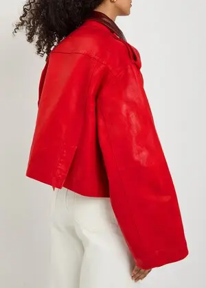 RÙADH The Henderson Waxed Canvas And Leather Collar Jacket - Red