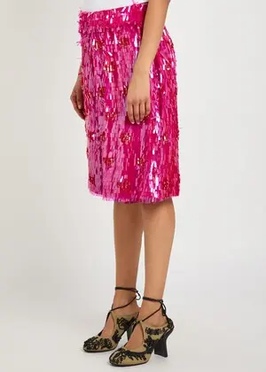 Dries Van Noten Sequined Polka Dot Silk Shorts