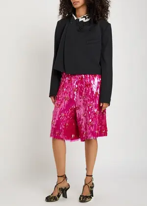 Dries Van Noten Sequined Polka Dot Silk Shorts