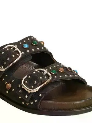 BIBI LOU Embellished Studded Leather Sandals