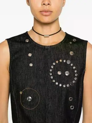 Chloé Stud Embellished Sleeveless Crop Top - Black