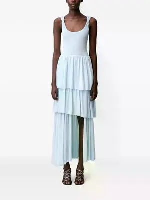 Claudie Pierlot Tiered Knitted Asymmetric Maxi Dress