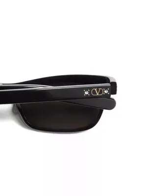 Valentino Garavani Rectangular Acetate Sunglasses With Enamel And Rhinestone Embellishments