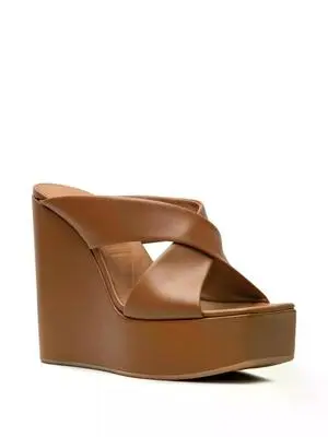 Vicini Crossover Strap Platform Mules - Brown