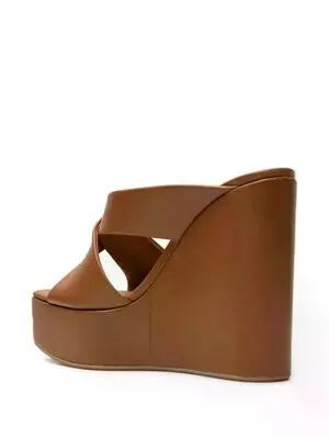 Vicini Crossover Strap Platform Mules - Brown