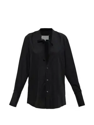 MAISON MARGIELA Cotton Frayed Edge Shirt - Black