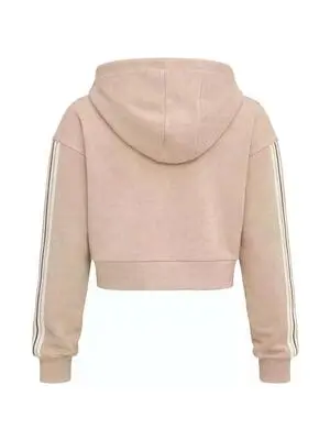Guess Cropped Hoodie With Drawstring And Side Stripes