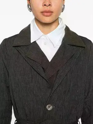 A TENTATIVE ATELIER Belted Coat With Striped Pattern