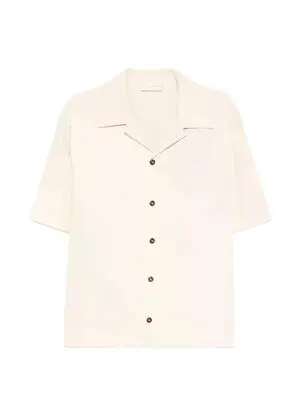 YES LONDON Camp-collar Short-sleeve Shirt - Neutrals