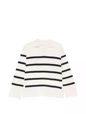 Maison Kitsuné Striped Open-collar Sweater