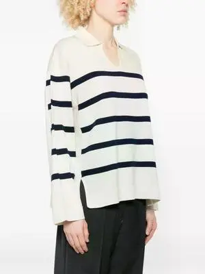 Maison Kitsuné Striped Open-collar Sweater