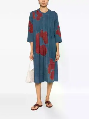 YAVI Midi Dress With Floral Print - Blue