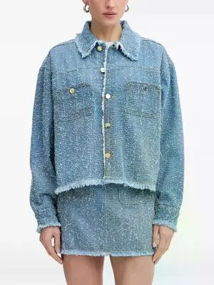 Guess Frayed Trim Jacket - Blue