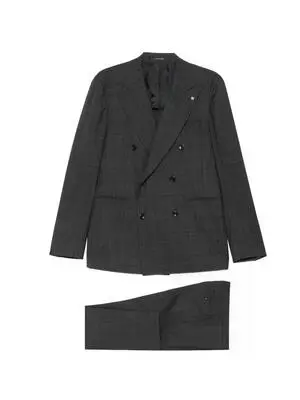 Tagliatore Check-pattern Double-breasted Suit - Grey