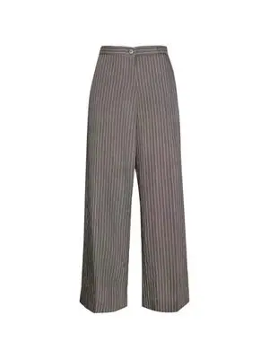 ELENA MIRÒ Pinstripe Crinkled Texture Wide Leg Trousers - Grey