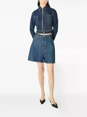 MARINE SERRE Panelled Denim Shorts - Blue