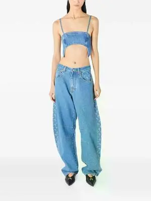 MARINE SERRE Moon Cutout Denim Top