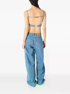 MARINE SERRE Moon Cutout Denim Top