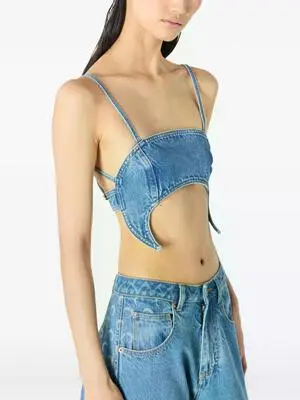 MARINE SERRE Moon Cutout Denim Top