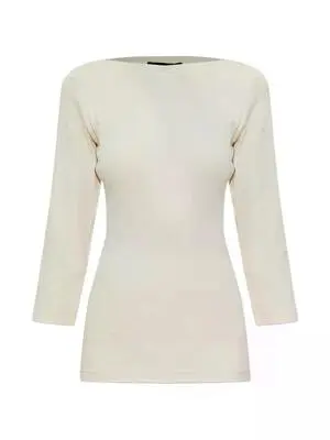 Fabiana Filippi Three-quarter Sleeve Boat-neck Top - Neutrals
