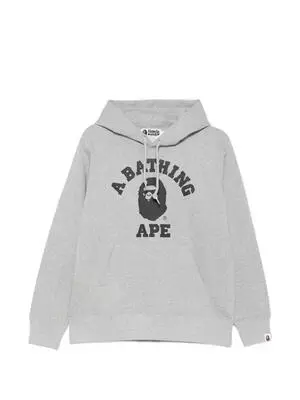 A BATHING APE Logo Print Hoodie - Grey
