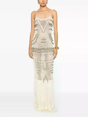 BLESS Takara Bead-embellished Fringed Maxi Dress