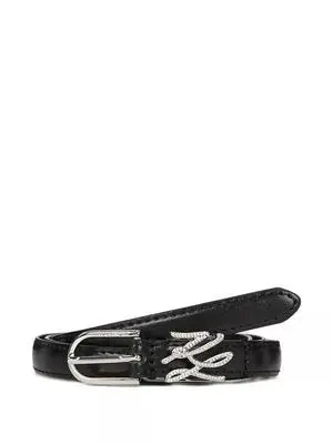 Karl Lagerfeld Crystal Embellished K Initial Belt - Black