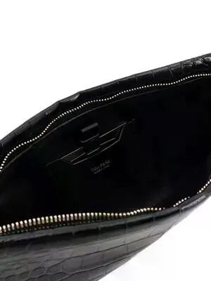 TOM FORD Crocodile-effect Ring Handle Clutch Bag