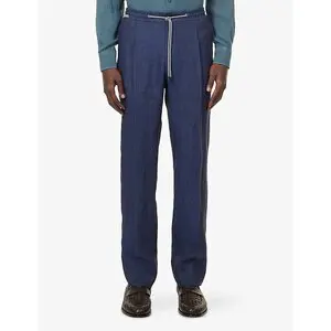 Corneliani Pleated Drawstring Linen Trousers