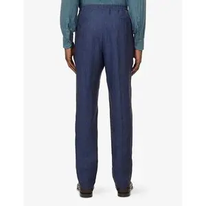 Corneliani Pleated Drawstring Linen Trousers