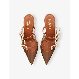 Rodo Paige Leather And Mesh Heeled Mules - Tan Comb
