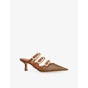 Rodo Paige Leather And Mesh Heeled Mules - Tan Comb