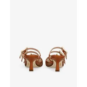 Rodo Paige Leather And Mesh Heeled Mules - Tan Comb
