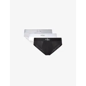 Calvin Klein Graphic Monogram Pack Of Three Stretch-cotton Briefs - Multi