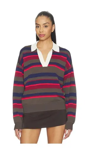 P.E Nation Retreat Stripe Collar Knit Pullover