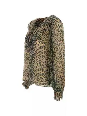 Rixo Milia Ruffle-trimmed Animal Print Blouse - Neutrals