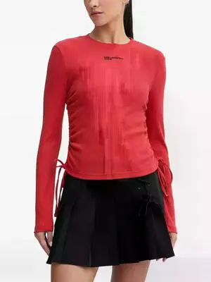 Karl Lagerfeld Ruched Ribbed Long-sleeved Top