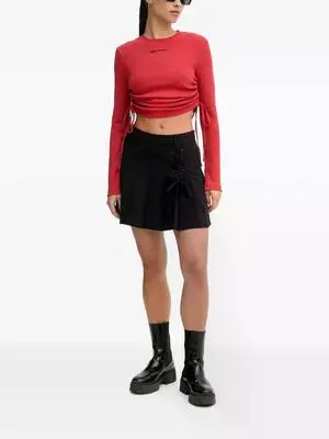 Karl Lagerfeld Ruched Ribbed Long-sleeved Top
