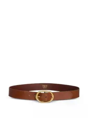 TWP Oval Buckle Leather Belt - Brown