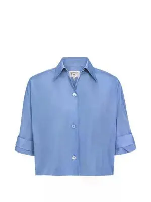TWP Cropped Button-up Shirt - Blue