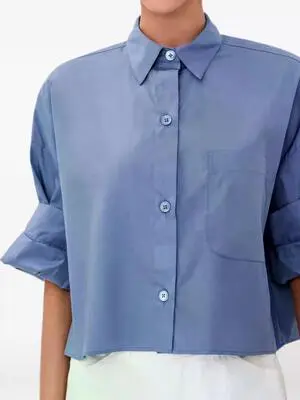 TWP Cropped Button-up Shirt - Blue