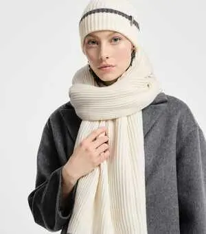 Brunello Cucinelli Cashmere Ribbed Monili-detail Scarf