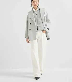 Brunello Cucinelli Cashmere Double Beaver Cloth Pea Coat
