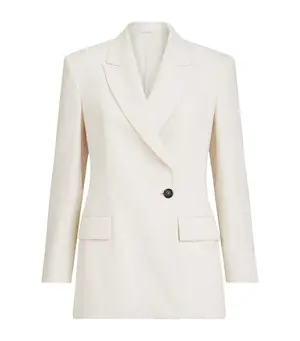 Brunello Cucinelli Double-breasted Twill Blazer - White