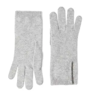 Brunello Cucinelli Cashmere Gloves With Monili Trim - Grey