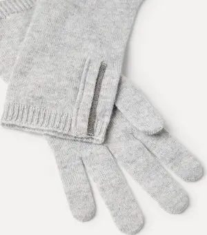 Brunello Cucinelli Cashmere Gloves With Monili Trim