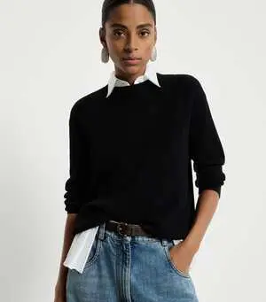 Brunello Cucinelli Cotton Monili-detail Crew Neck Sweater