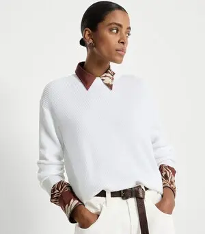 Brunello Cucinelli Cotton Monili-detail Crew Neck Sweater