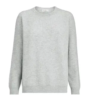 Brunello Cucinelli Cashmere Ribbed Sweater With Monili Trim