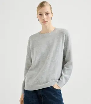 Brunello Cucinelli Cashmere Ribbed Sweater With Monili Trim